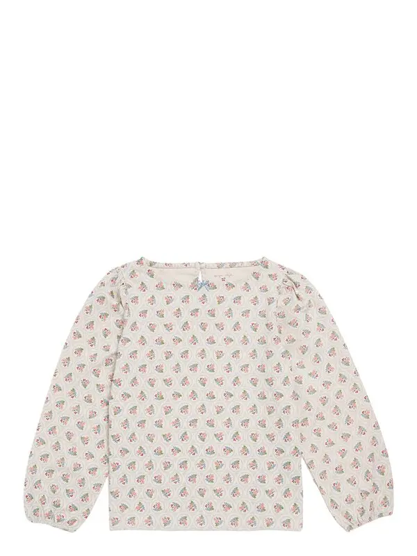 KONGES SLOJD Cotton Floral Print Top - Beige