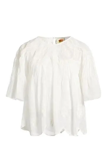 Farm Rio Embroidered Cotton Top - White