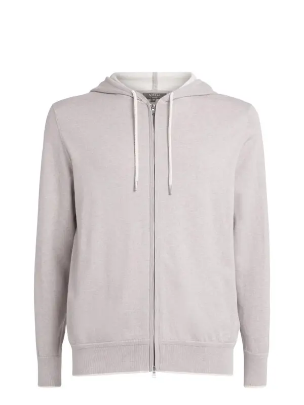 N.peal Cotton-silk-cashmere Zip-up Hoodie - Grey