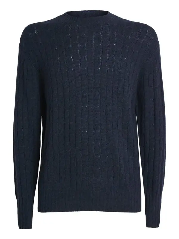 N.peal Organic Cashmere Cable-knit Thames Sweater - Navy