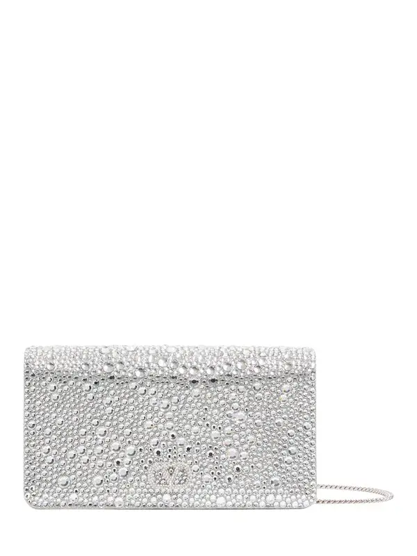 Valentino Garavani Mini Embellished Vlogo Signature Shoulder Bag - Silver