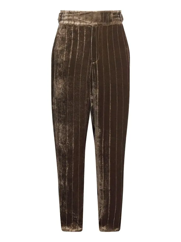 Emporio Armani Wide-wale Velvet Belted Trousers - Brown