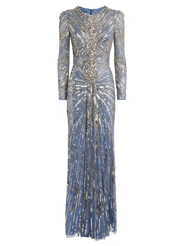 Jenny Packham Sequin Wiona Gown - Blue