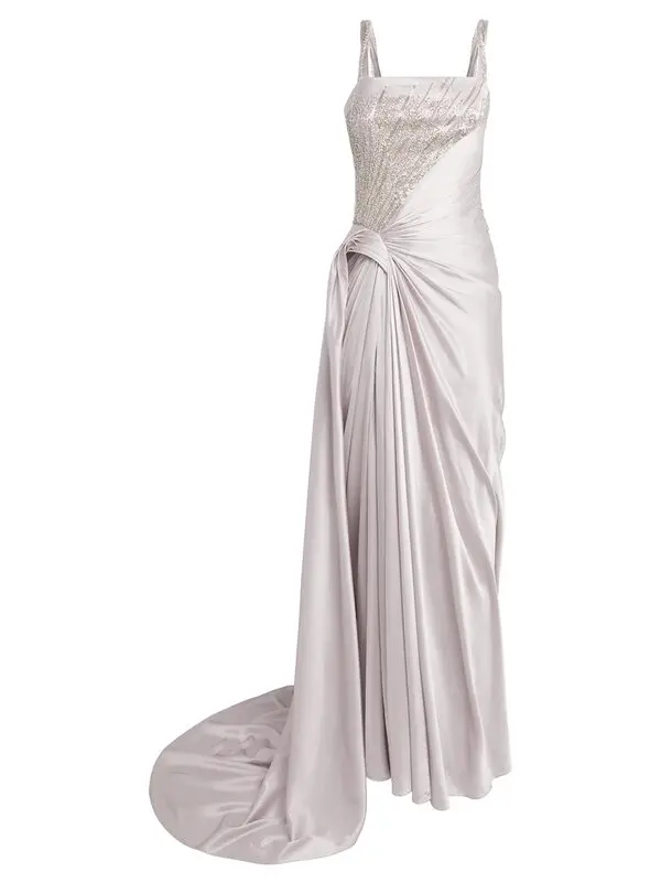 GAURAV GUPTA Stretch-silk Crystal-embellished Gown - Silver