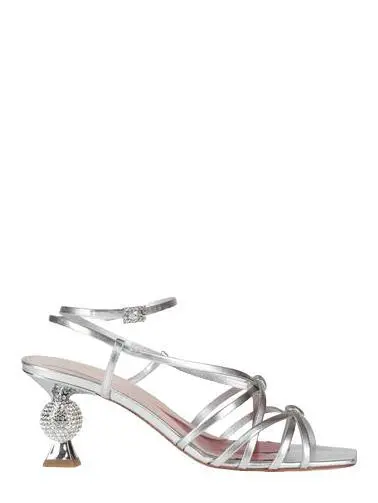 ROGER VIVIER Sandals In Leather With Appliqués And Crystals - Silver
