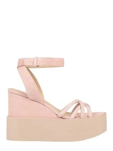 PALOMA BARCELO Light Leather Wedge Sandals - Light Pink