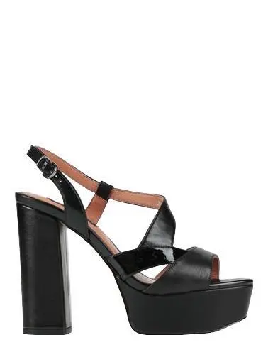 LUCIANO BARACHINI Leather Slingback Sandals - Black