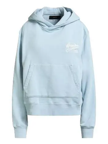 Amiri Distressed Cotton Sweatshirt With Appliqués - Light Blue