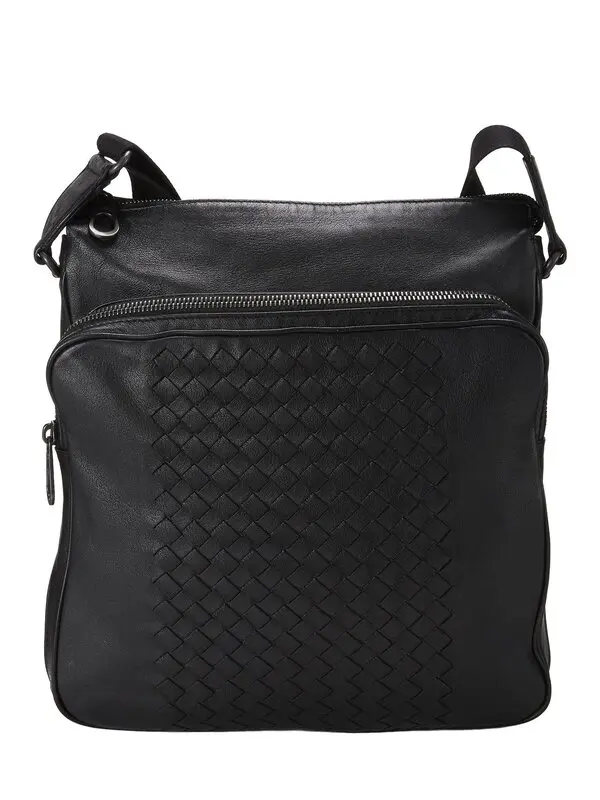 Bottega Veneta Intrecciato Messenger Bag - Black