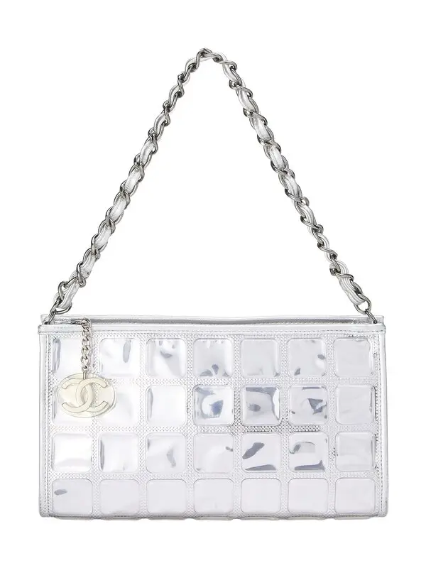 Chanel Metallic Quilted Leather Ice Cube Pochette - Silver