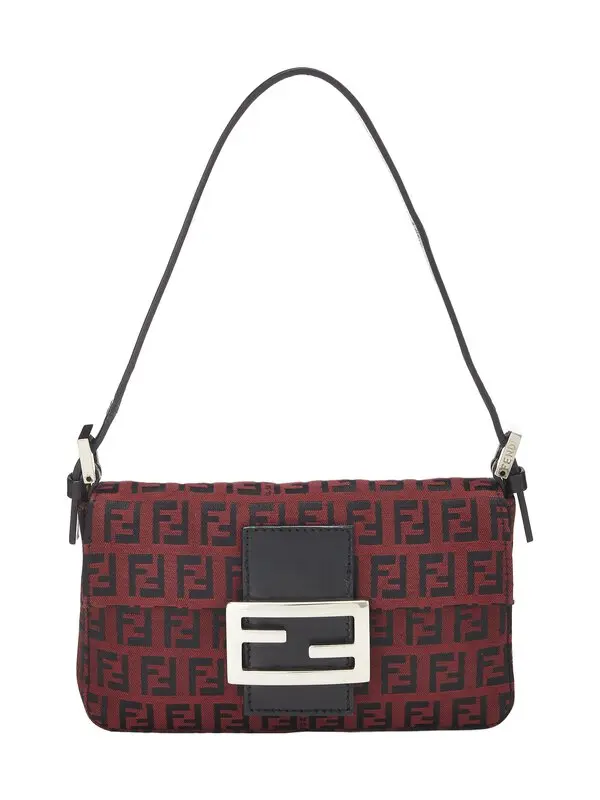 Fendi Zucchino Canvas Baguette - Red