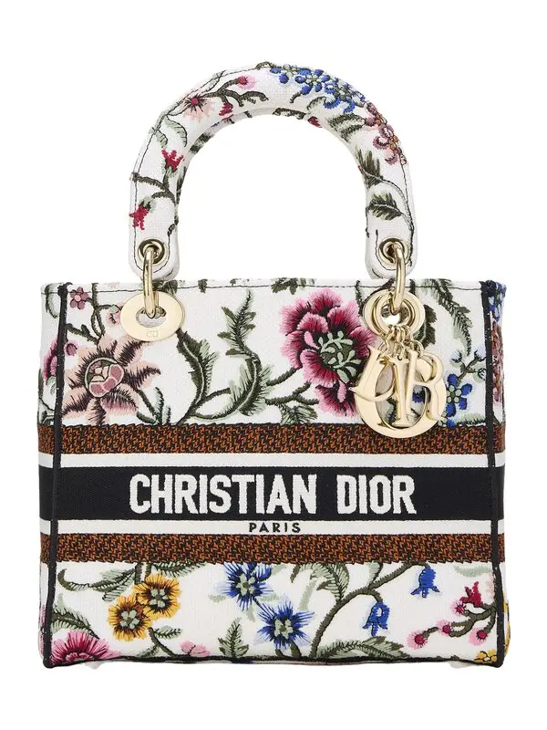 Dior Lady D-lite Embroidered Bag - White