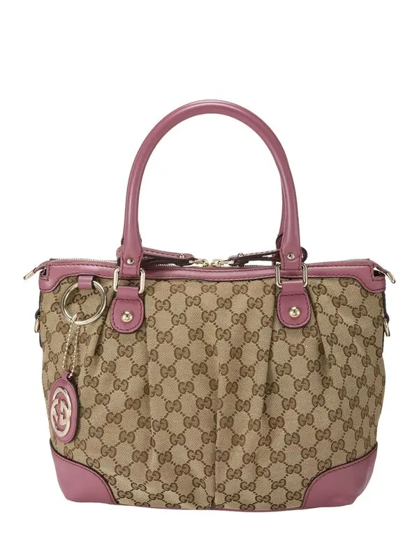 Gucci Original Gg Sukey Zip Handbag - Beige