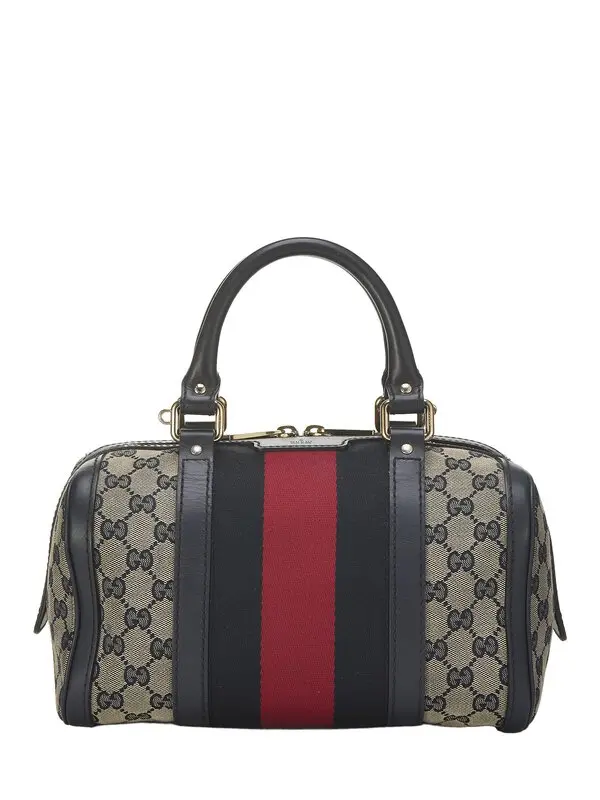 Gucci Original Gg Web Boston Bag - Navy