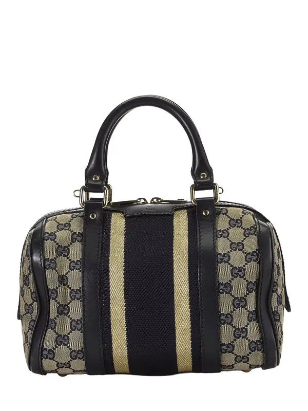 Gucci Original Gg Web Boston Bag - Navy