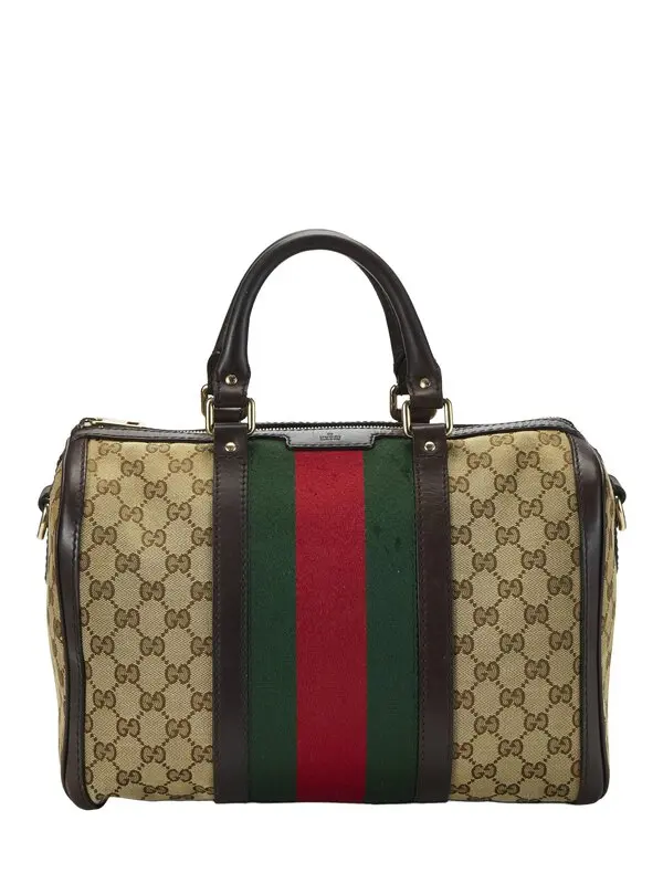 Gucci Original Gg Vintage Web Boston Bag - Beige