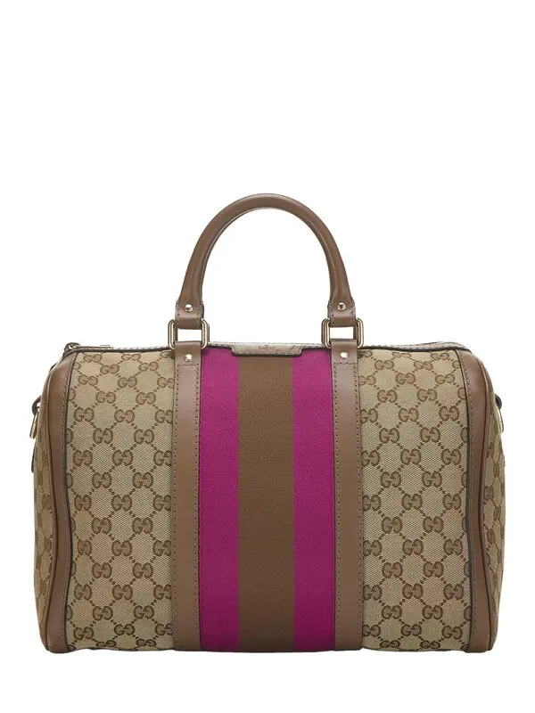 Gucci Original Gg Vintage Web Boston Bag - Brown