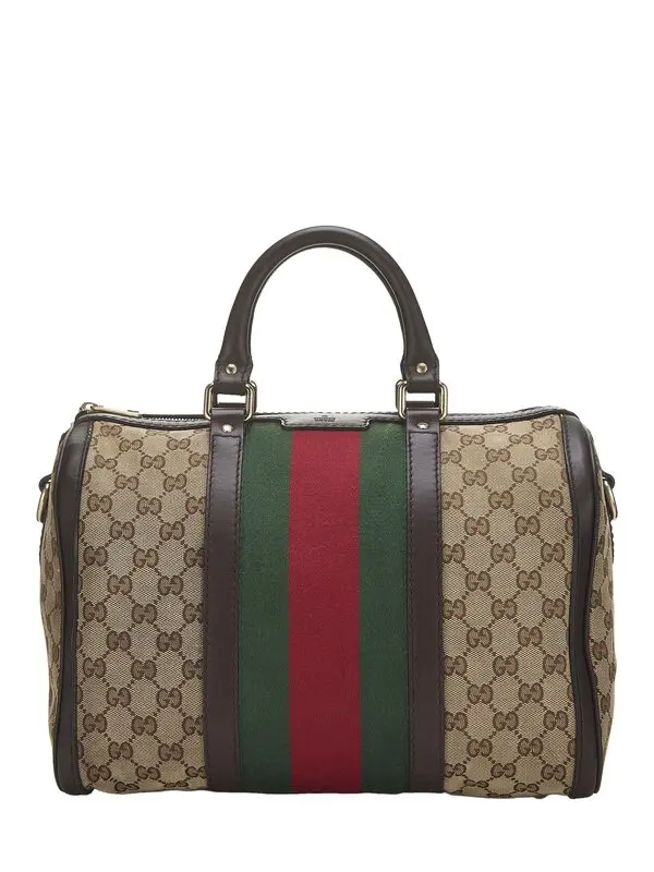 Gucci Original Gg Vintage Web Boston Bag - Brown