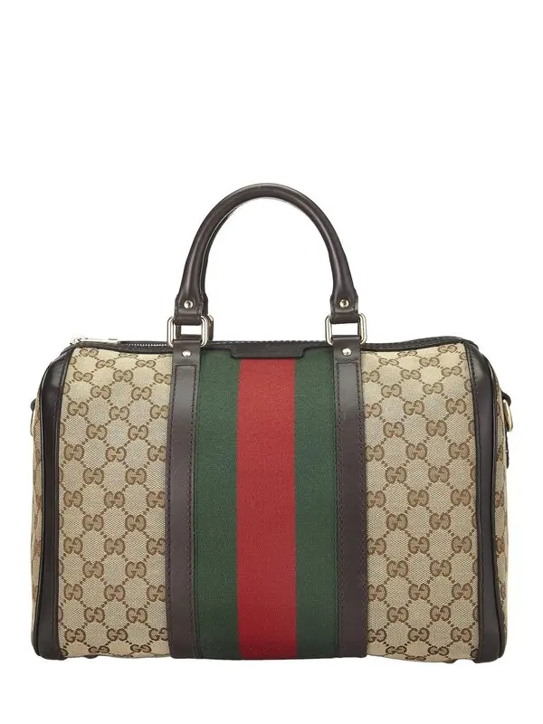 Gucci Original Gg Vintage Web Boston Bag - Brown