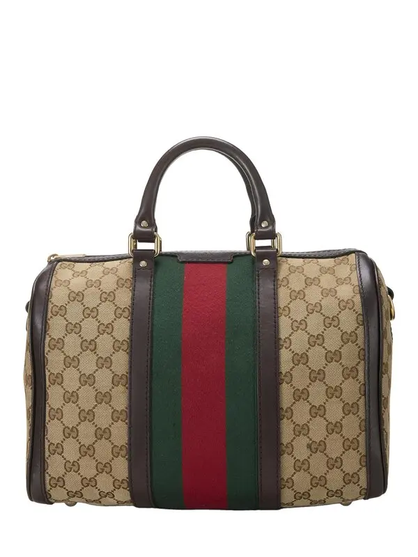 Gucci Original Gg Vintage Web Boston Bag - Brown