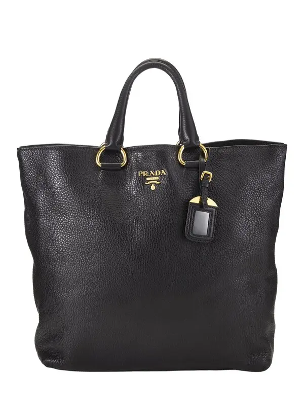 Prada Vitello Daino Shopping Tote - Black