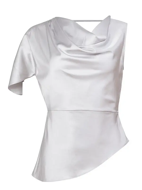 Fleur Du Mal Asymmetrical Silk Top - Platinum