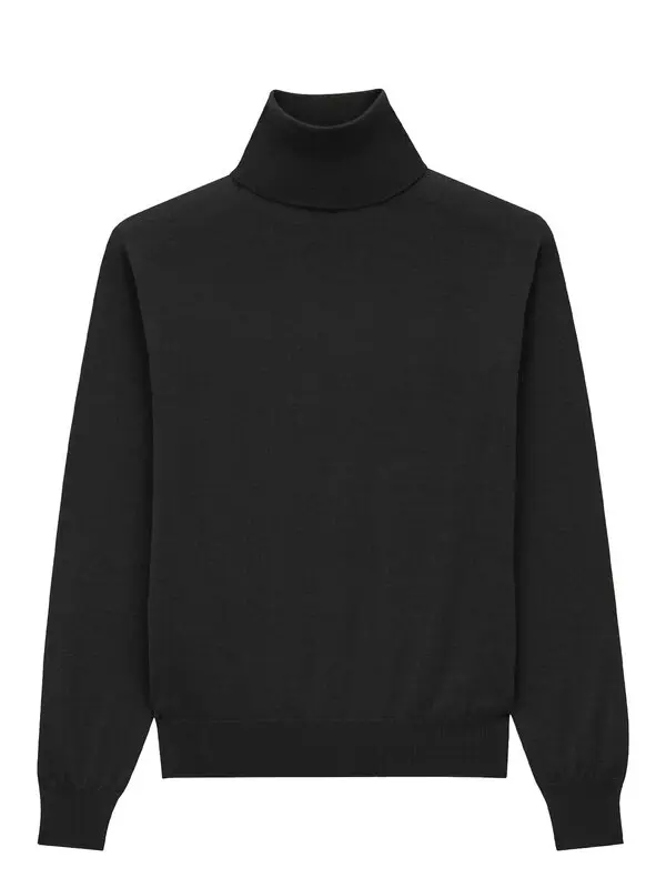 Saint Laurent Cashmere, Wool, And Silk Turtleneck Pullover - Black