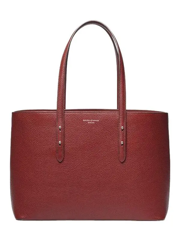 ASPINAL OF LONDON Regent Tote In Merlot Pebble - Red