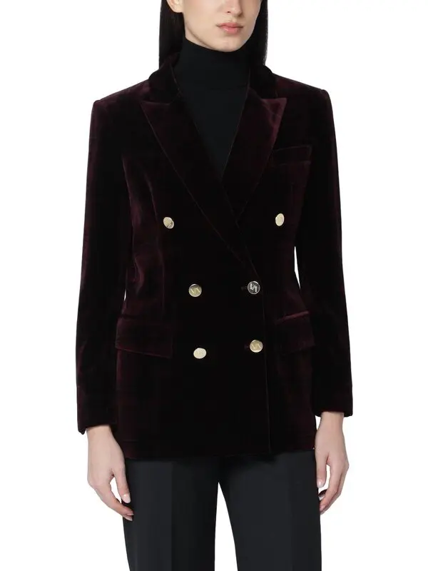 VITOVI Cotton Velvet Double-breasted Jacket - Burgundy