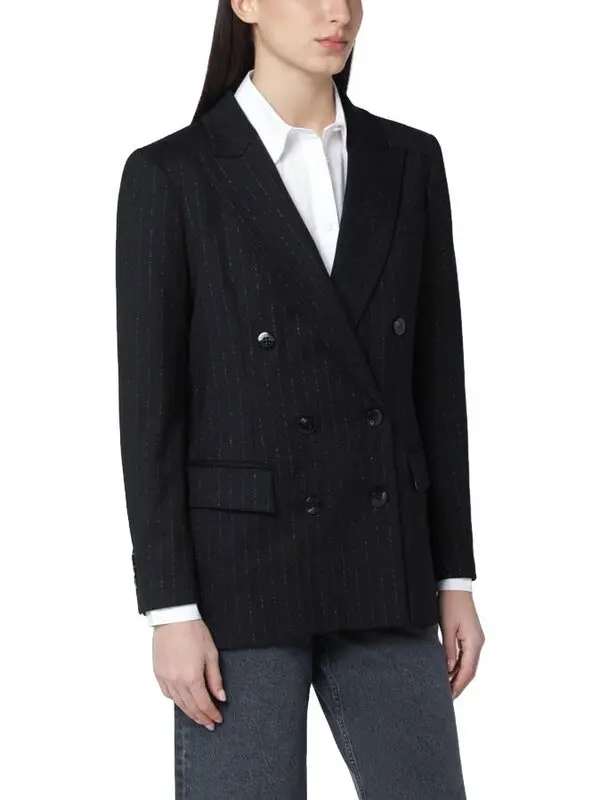 VITOVI Pinstripe Lurex Double-breasted Jacket - Black