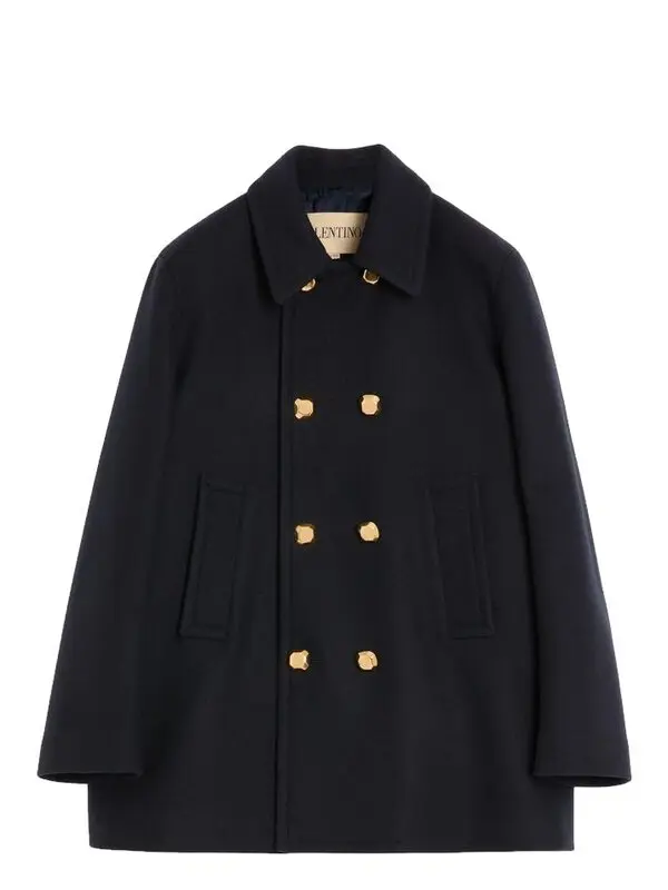 Valentino Garavani Double-breasted Wool Felt Coat - Marine
