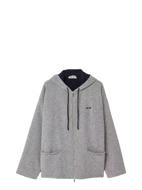 Miu Miu Cashmere Hooded Cardigan Jacket - Grey