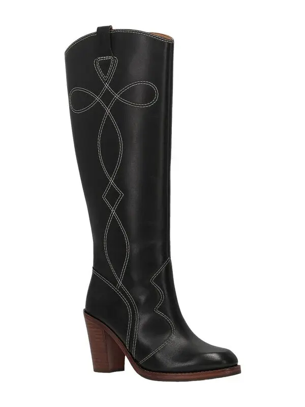 Frye Corinne Knee High Western Boot - Black