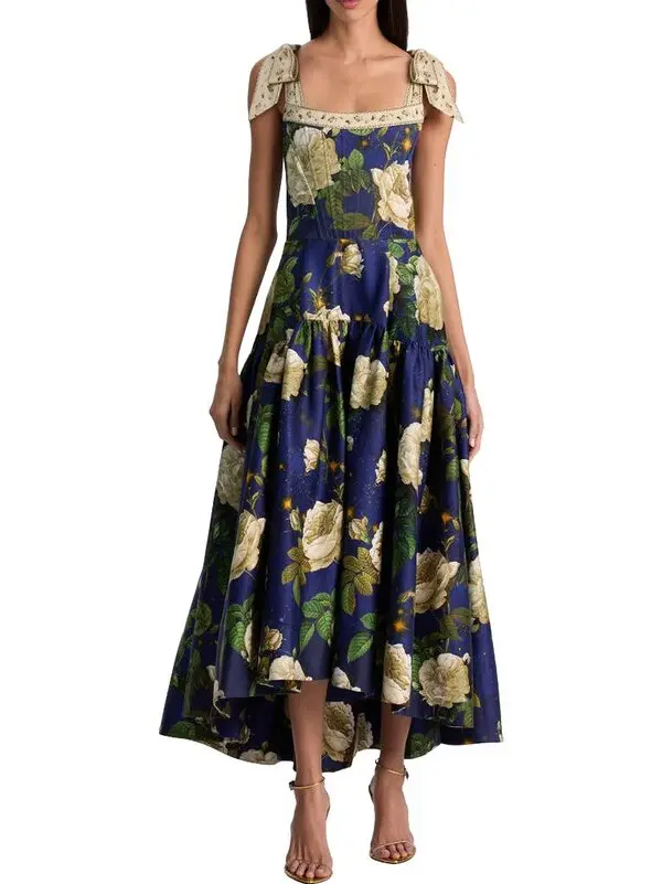 Alice + Olivia Rosalee Tie Strap Corset High-low Dress - Twilight Eden