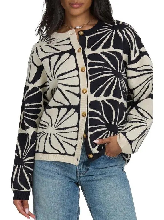 BILLABONG Colorblock Cotton Blend Cardigan - Black Sands
