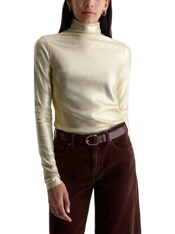 Ag Metallic Ribbed Turtleneck Sweater - Showtime