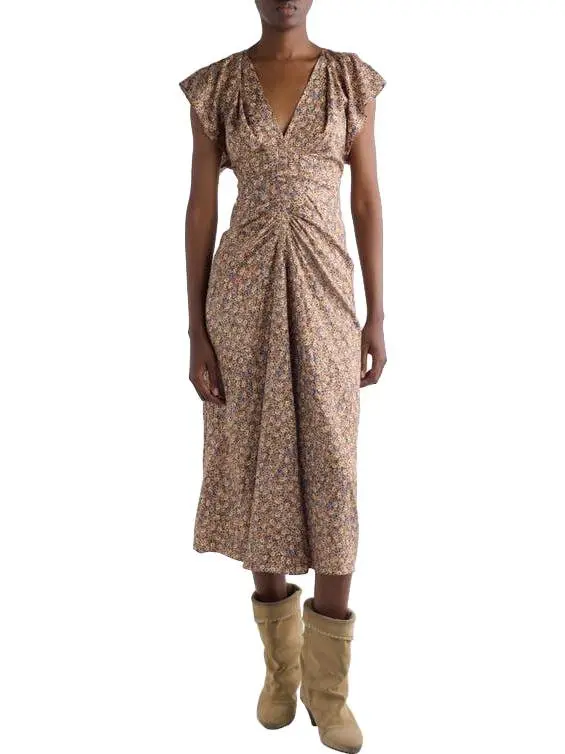 Isabel Marant Lyndsay Floral Jacquard Midi Dress - Ochre