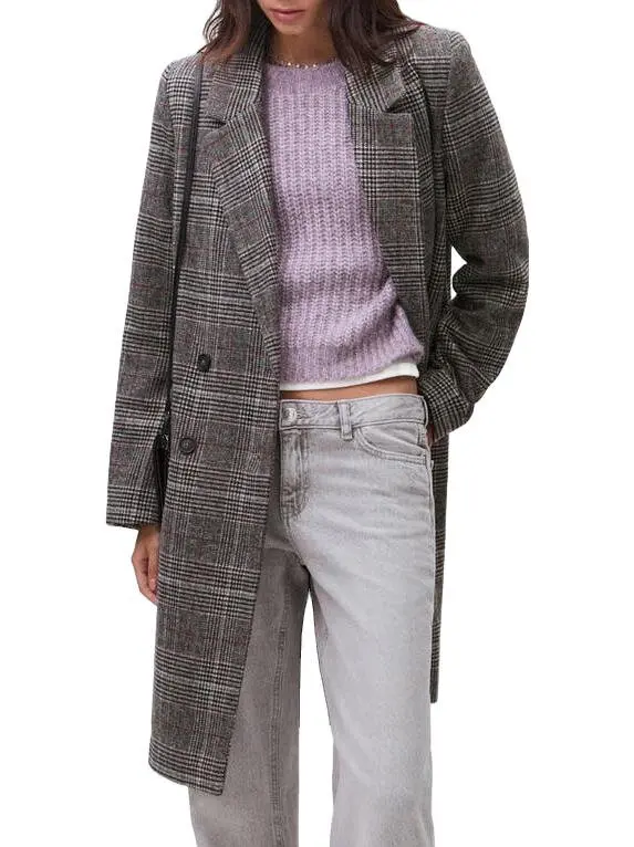 MANGO TEEN Longline Tweed Coat - Grey