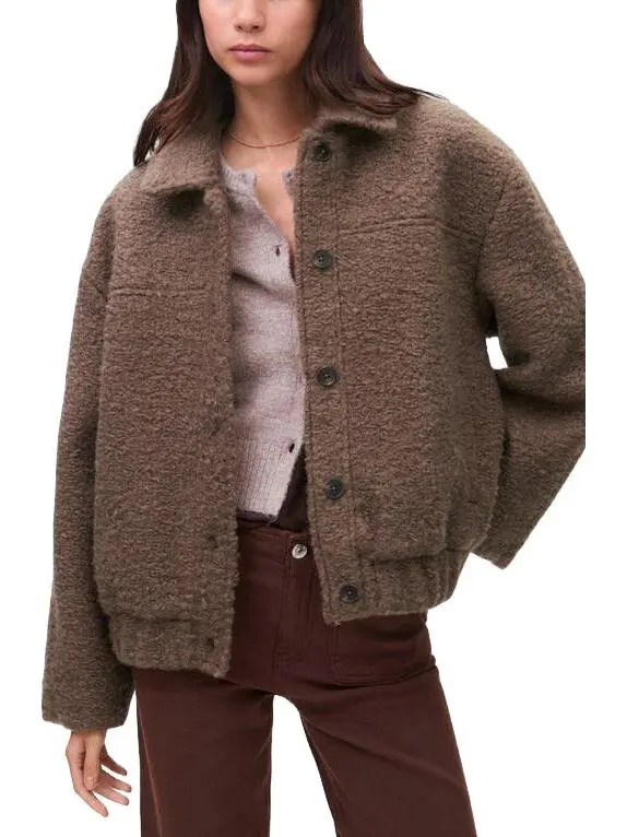 Mango Faux Shearling Bomber Jacket - Brown