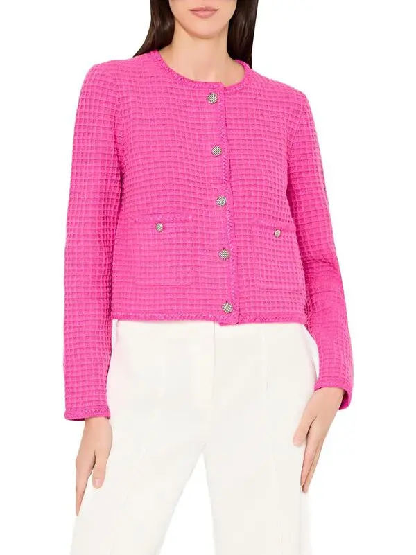 MILLY Sade Textured Cardigan - Pink