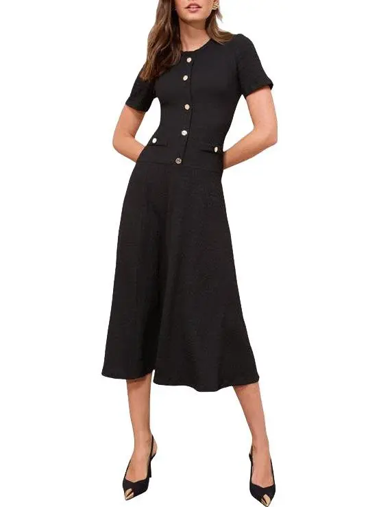 FRIENDS LIKE THESE Textured Jersey Drop Waist Midi Dress - Black