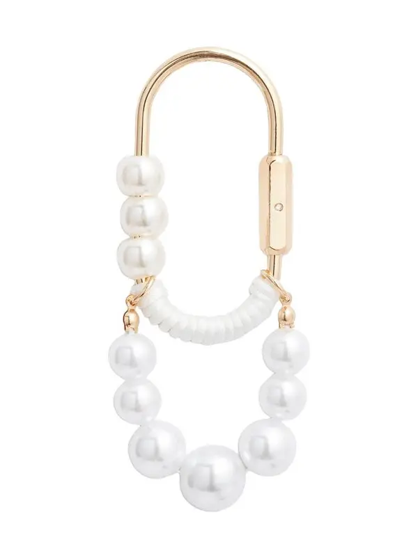 Chelsea28 Beaded Faux Pearl Carabiner Bag Charm - White Multi- Gold