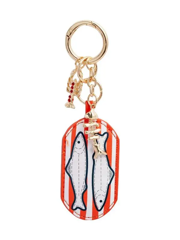 Chelsea28 Sardine Sea Life Faux Leather Bag Charm - Red Multi- Gold