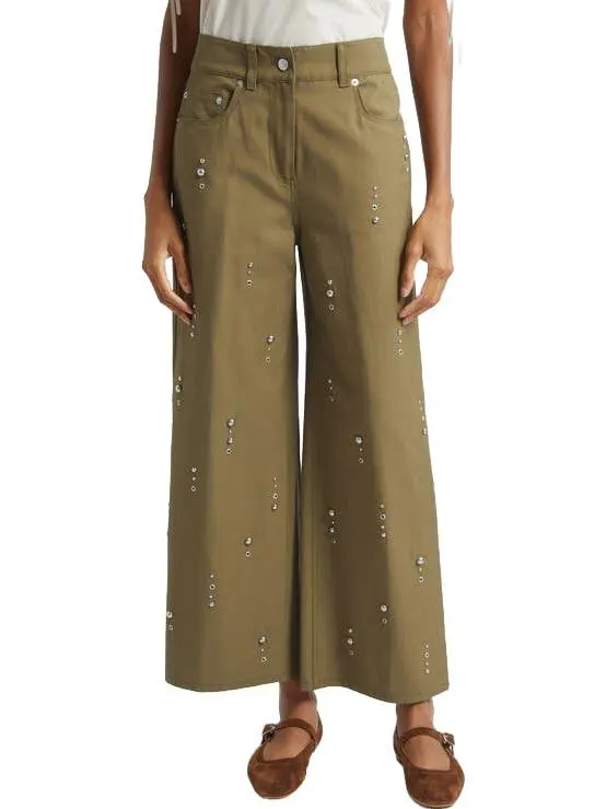 3.1 Phillip Lim Flat Front Wide Leg Ankle Pants - Caper