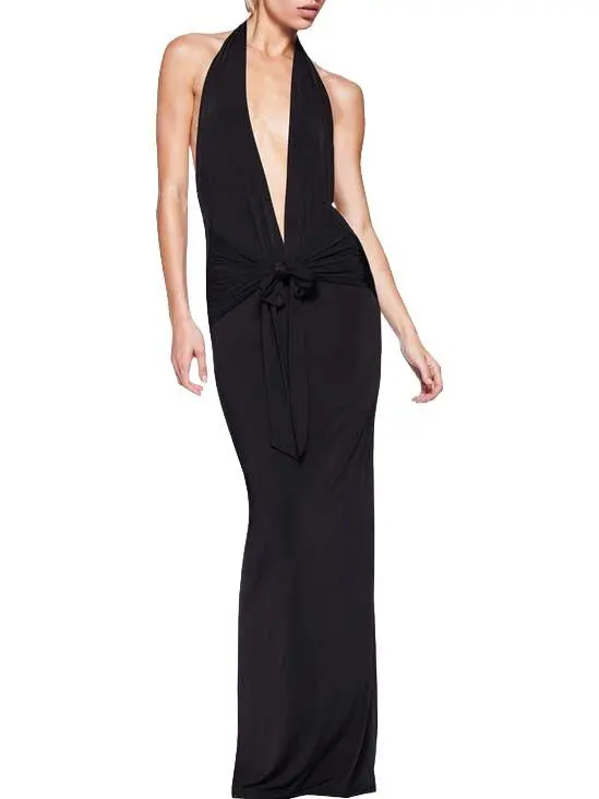 I.AM.GIA Ziva Plunge Halter Maxi Dress - Black
