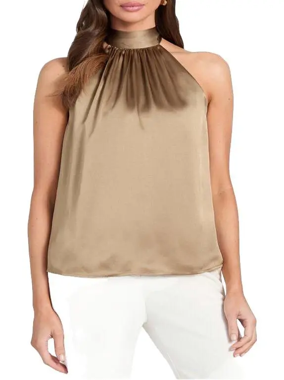 MARCIANO Elisa Sleeveless Silk Top - Rust