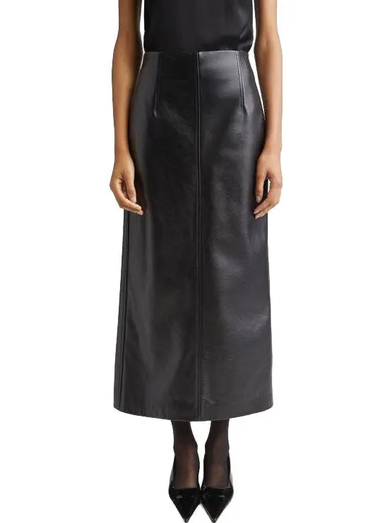 TOTÊME Straight Leather Skirt - Black