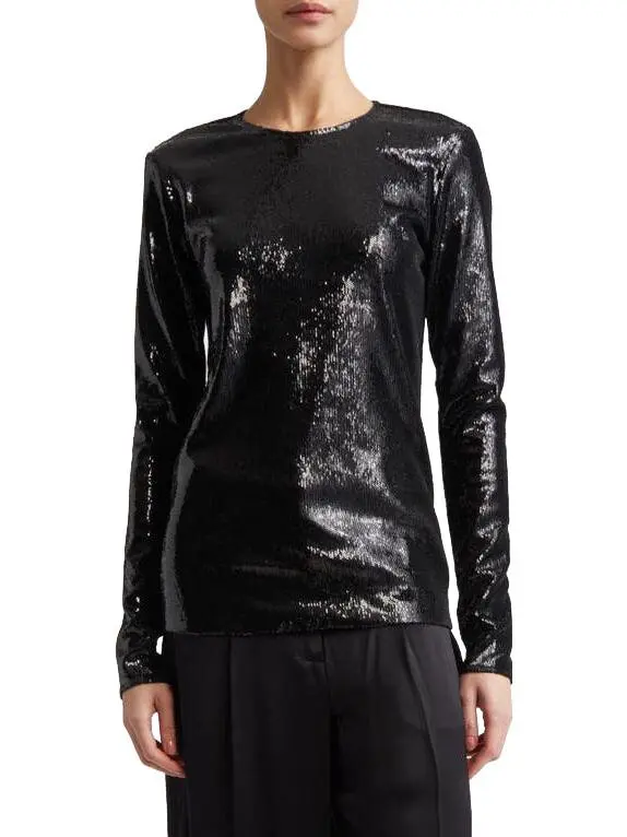 TOTEME Sequin-embellished Jersey Top - Black