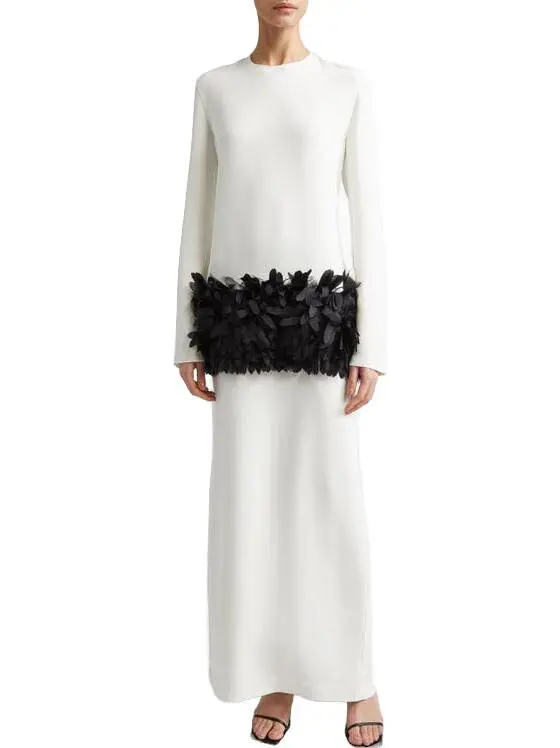 TOTEME Petal Long-sleeve Wool & Silk Dress - Off-white