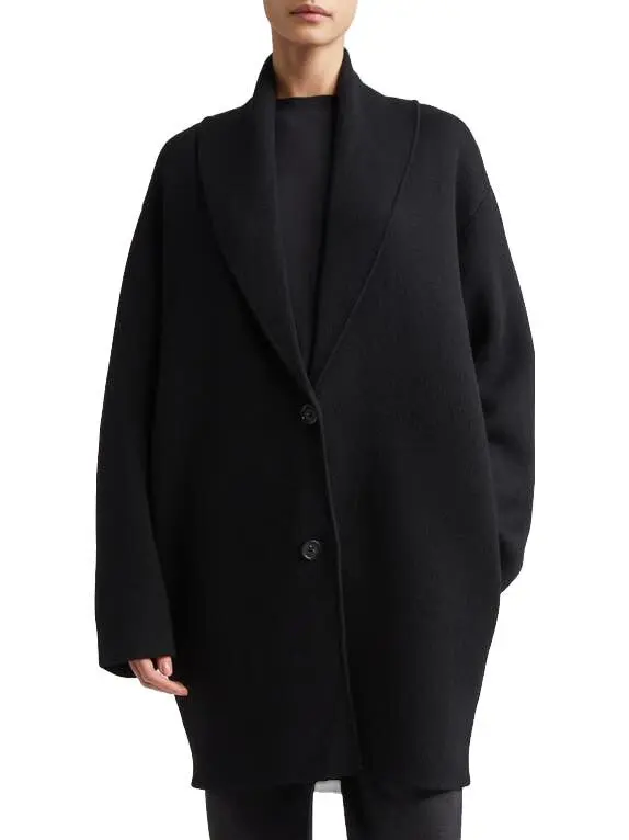 TOTEME Belted Shawl Collar Wool Cardigan - Black